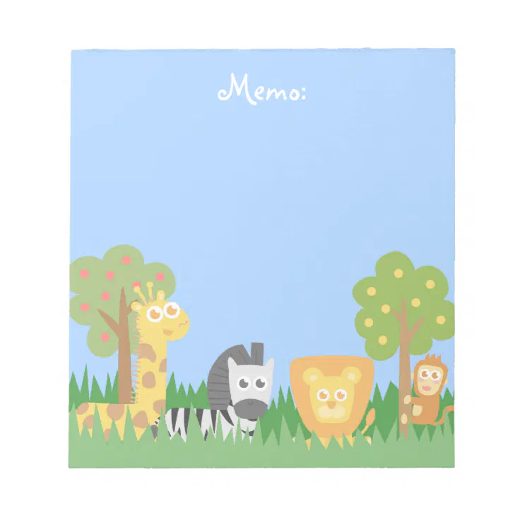 Cute and Colourful Safari Animals Theme Notepad | Zazzle