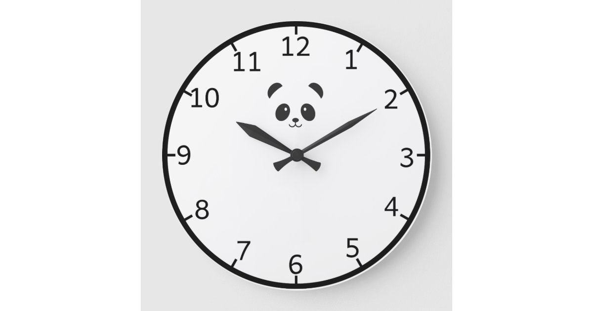 Cute and Elegant Black Panda | Wall Clock | Zazzle