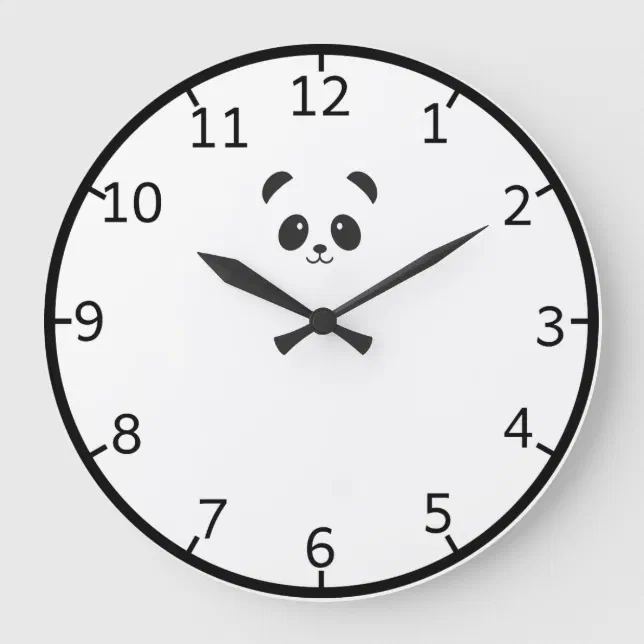 Cute and Elegant Black Panda | Wall Clock | Zazzle