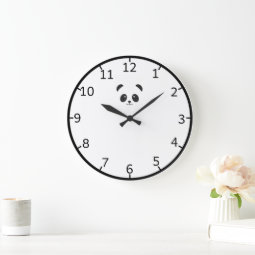 Cute and Elegant Black Panda | Wall Clock | Zazzle