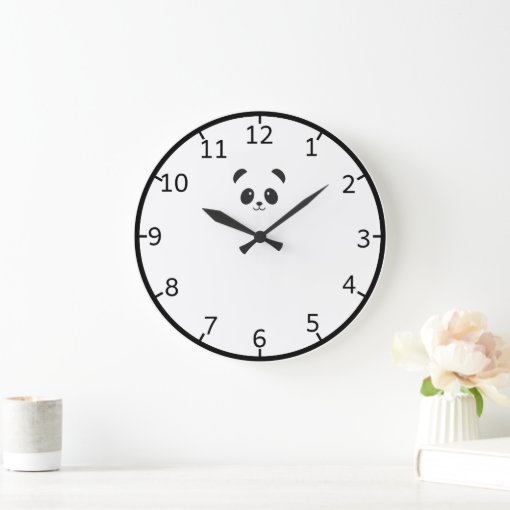 Cute and Elegant Black Panda | Wall Clock | Zazzle