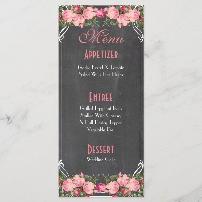 cute and elegant wedding menu card | Zazzle.com
