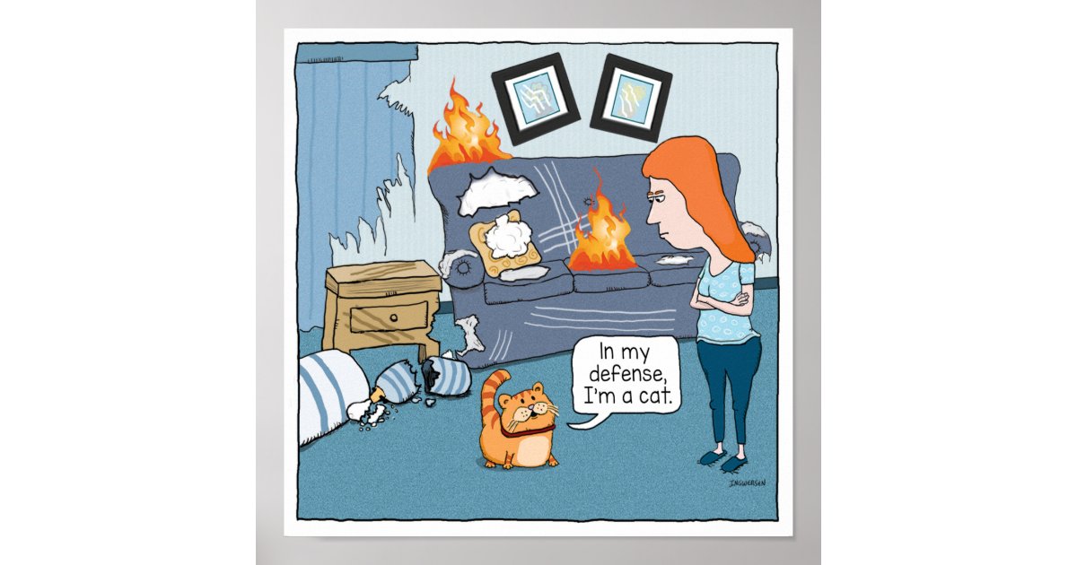 Cute and Funny Bad Destructive Cat Poster | Zazzle