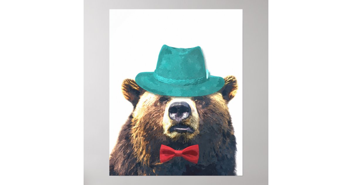 Cute and funny bear animal nursery kids room poster | Zazzle