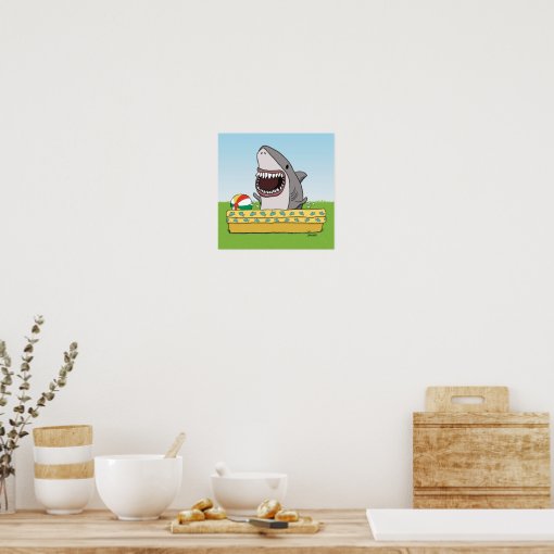 Cute and Funny Happy Shark in Pool Poster | Zazzle