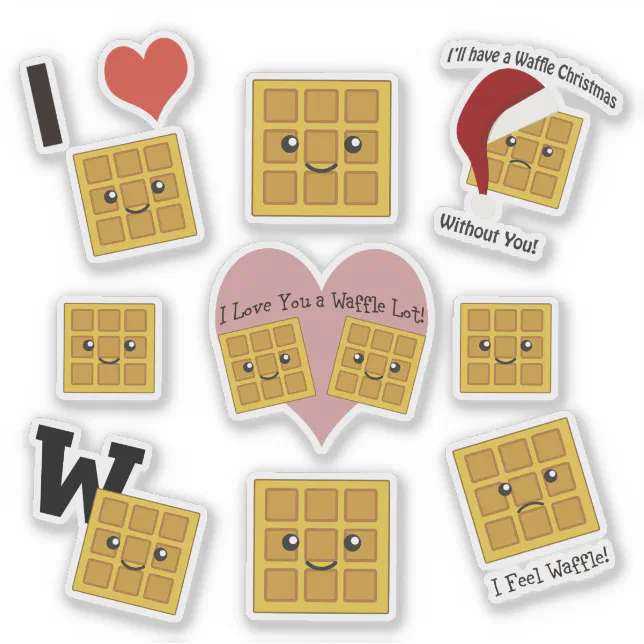 Cute and Funny Kawaii Square Waffle Sticker Set | Zazzle
