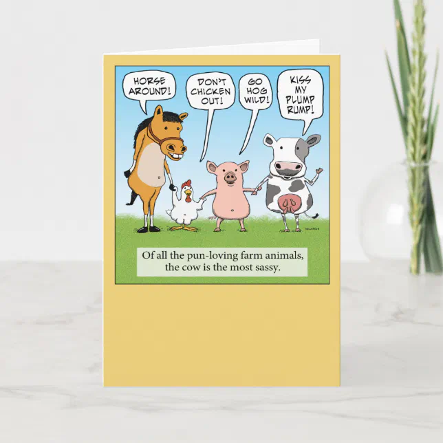 Cute and Funny Sassy Farm Animals Birthday Card | Zazzle