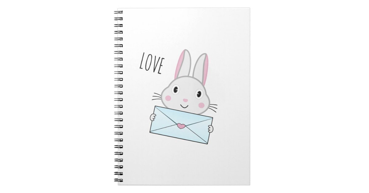 Cute and lovely Bunny holding Love Letter Notebook | Zazzle