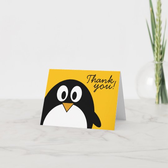 Cute and Modern Cartoon Penguin Thank You Card | Zazzle.com