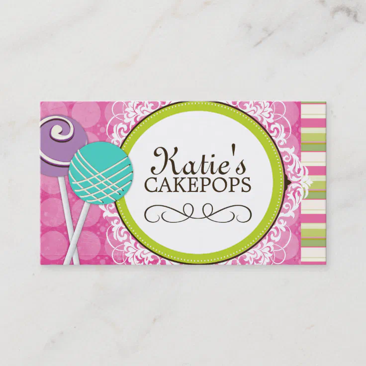 Cute and Playful Cake Pops Business Cards | Zazzle