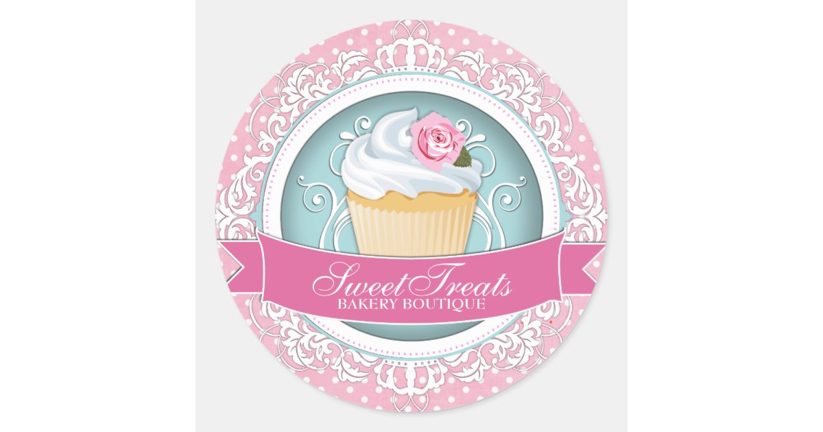 Cute and Playful Cupcake Box Stickers | Zazzle
