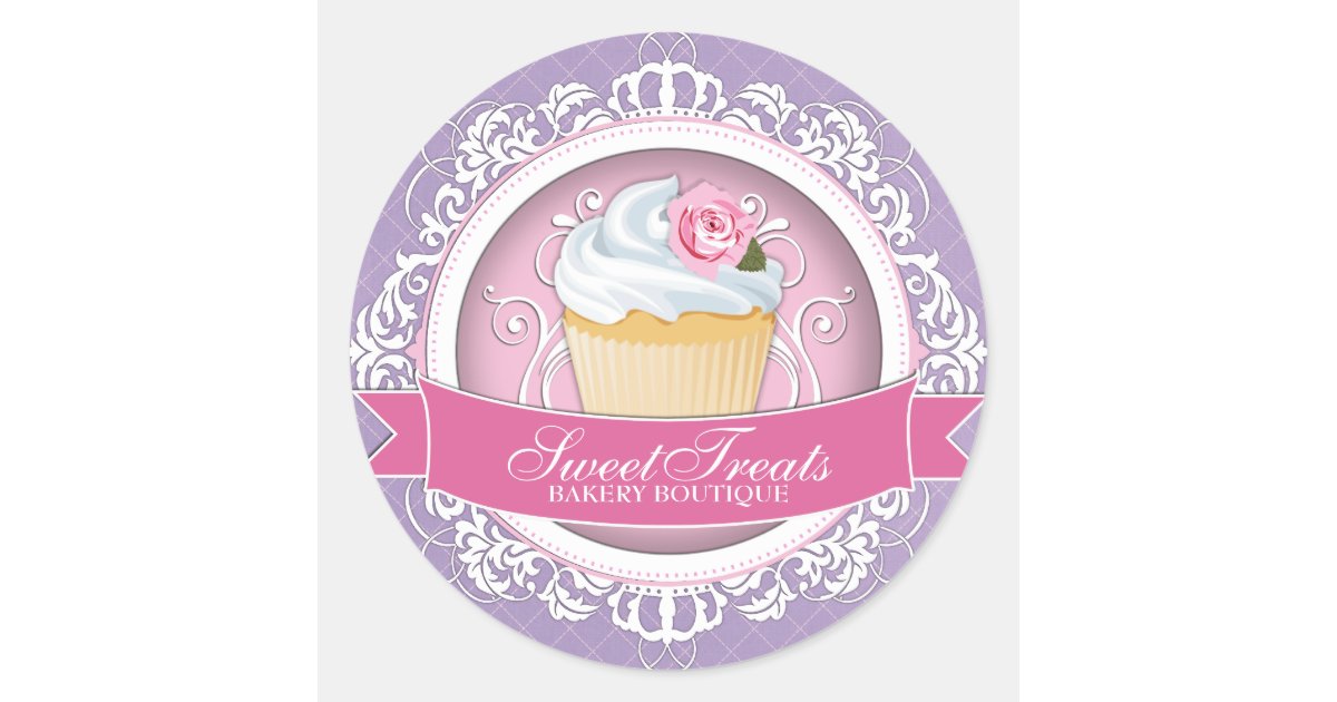 Cute and Playful Cupcake Box Stickers | Zazzle