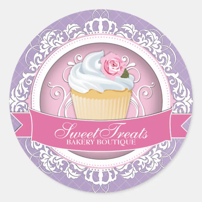 Cute and Playful Cupcake Box Stickers | Zazzle