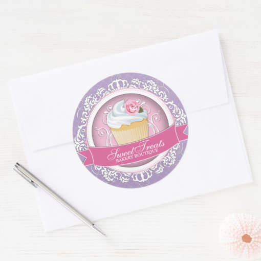 Cute and Playful Cupcake Box Stickers | Zazzle