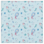 Cute Mermaid Pattern Underwater Theme Nursery Fabric | Zazzle.com