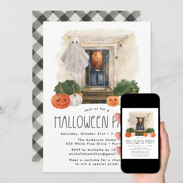 Cute and Spooky Haunted House Halloween Party Invitation | Zazzle