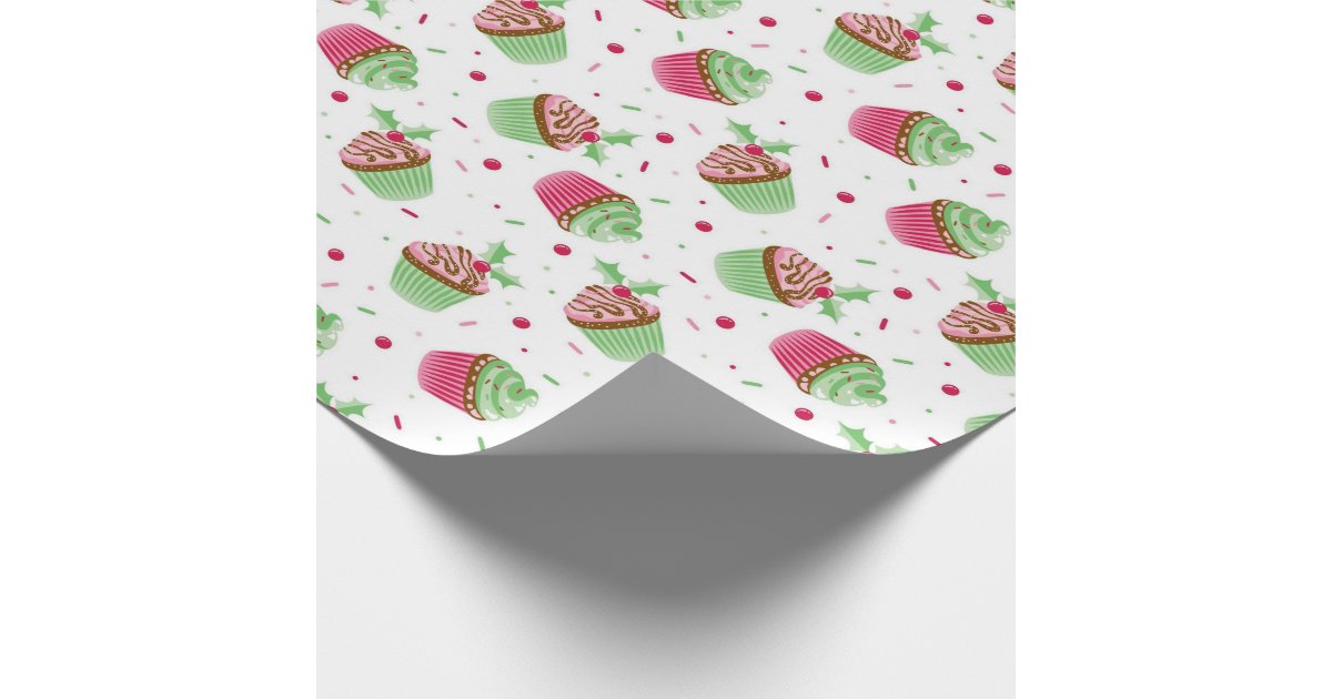 Cute and sweet Christmas colored cupcake Wrapping Paper | Zazzle