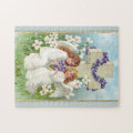 Cute Angels With Cross And Flowers Jigsaw Puzzle | Zazzle