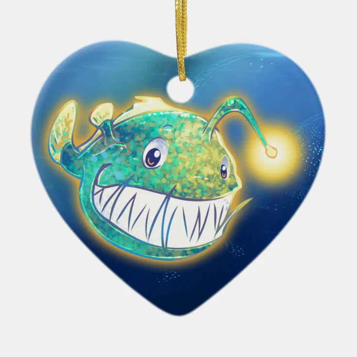 Cute Angler Fish Ceramic Ornament | Zazzle