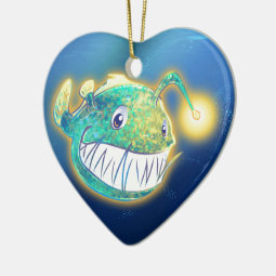 Cute Angler Fish Ceramic Ornament | Zazzle
