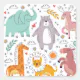 Cute Animal Cartoon Collection Square Sticker | Zazzle