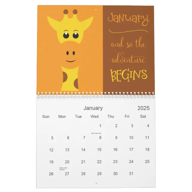 Cute Animal Faces with Motivational Sayings Calendar | Zazzle