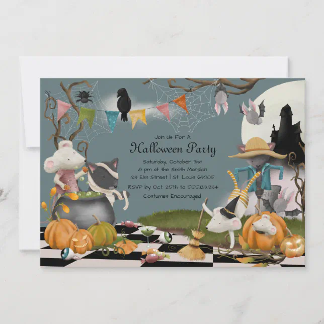 Cute Animal Halloween Party Invitation | Zazzle