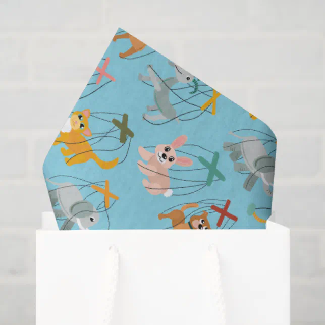 Cute Animal Marionette Puppets Puppeteer Pattern Tissue Paper | Zazzle