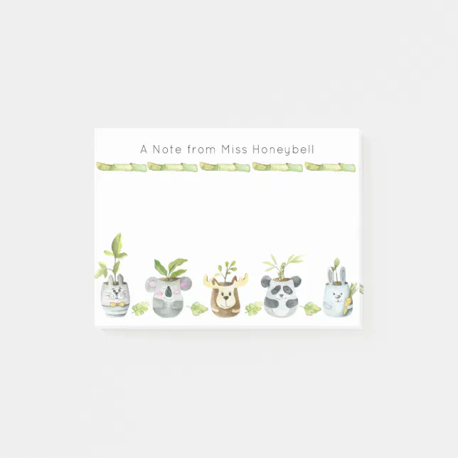 Cute Animal Pot Plants Personalized Note From .. | Zazzle