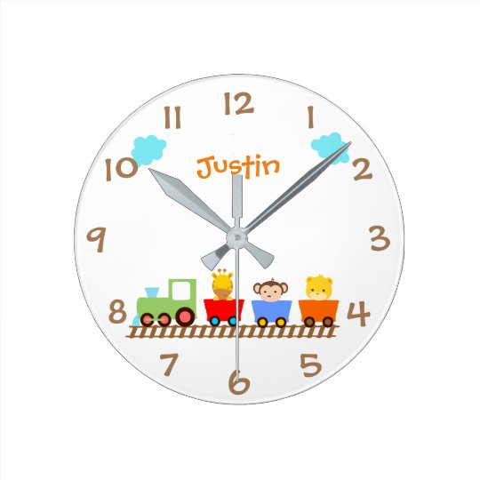 Cute Animal Train Kids Nursery Wall Clock | Zazzle.com