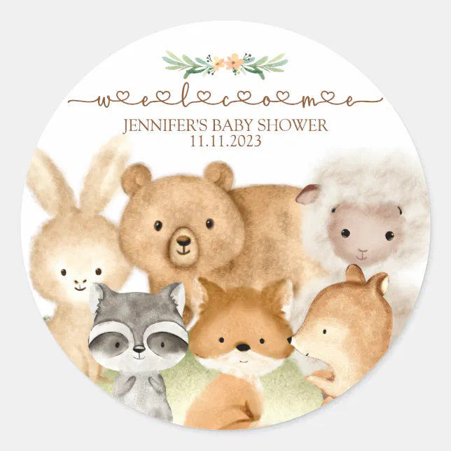 Cute Animals Fur Family Welcome Classic Round Sticker | Zazzle