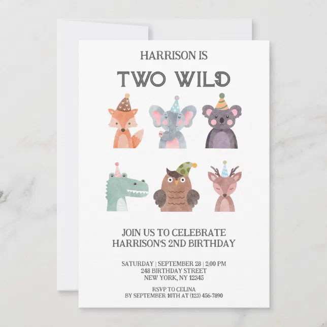 Cute Animals gender-neutral birthday Invitation | Zazzle