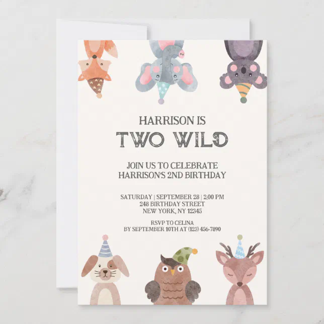 Cute Animals gender-neutral birthday Invitation | Zazzle