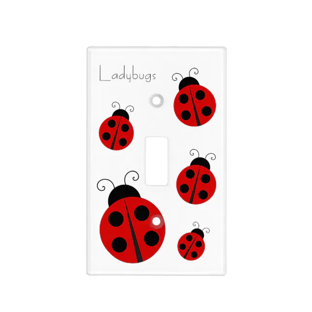 Cute Animals Ladybugs Red Black Polka Dots Light Switch Cover | Zazzle