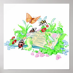 Cute Animals Reading Book Poster | Zazzle