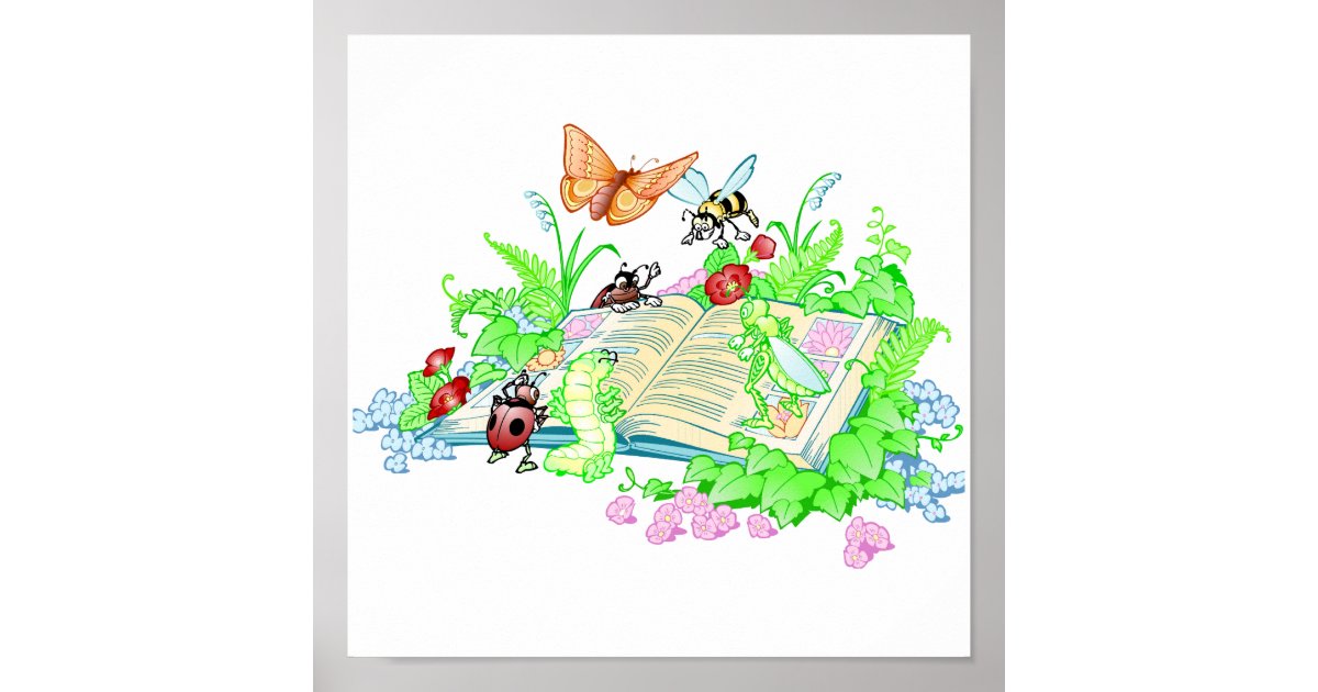 Cute Animals Reading Book Poster | Zazzle