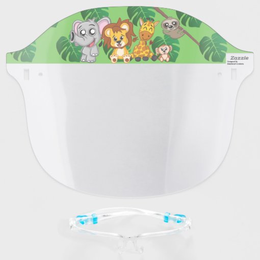 Cute Animals Safari Cartoon Jungle Zoo Green Face Shield | Zazzle
