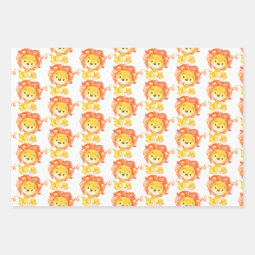 Cute Animals Safari Jungle Elephant Giraffe Lion Wrapping Paper Sheets ...