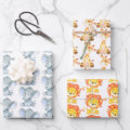Cute Animals Safari Jungle Elephant Giraffe Lion Wrapping Paper Sheets ...