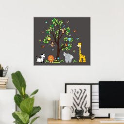 Cute animated animals poster | Zazzle