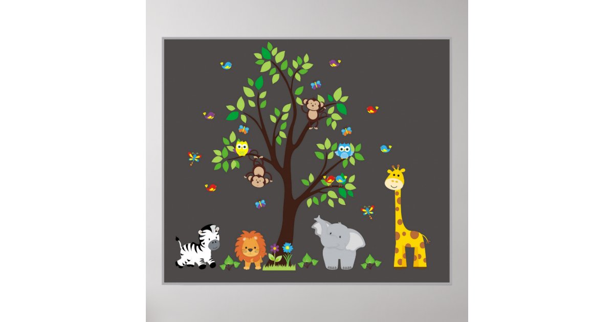 Cute animated animals poster | Zazzle