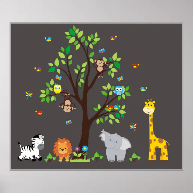 Cute animated animals poster | Zazzle