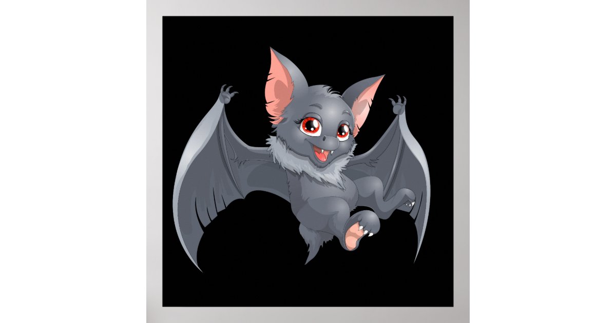Cute animated Bat Poster | Zazzle