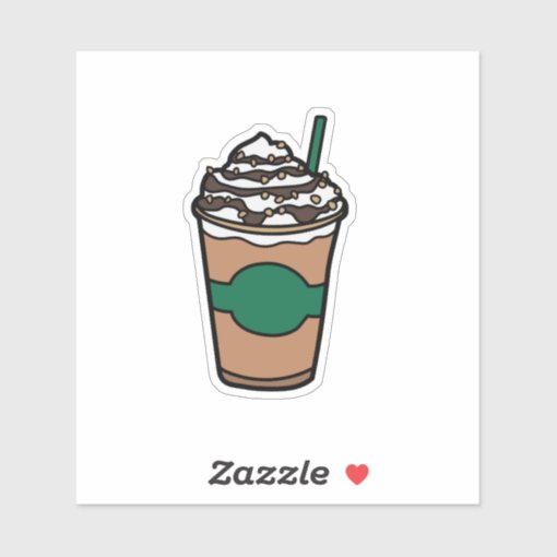 Cute Animated Cup Of Frappe Coffee Sticker | Zazzle
