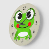 Cute animated frog large clock | Zazzle