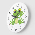 Cute animated frog large clock | Zazzle