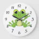 Cute animated frog large clock | Zazzle