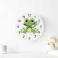 Cute animated frog large clock | Zazzle