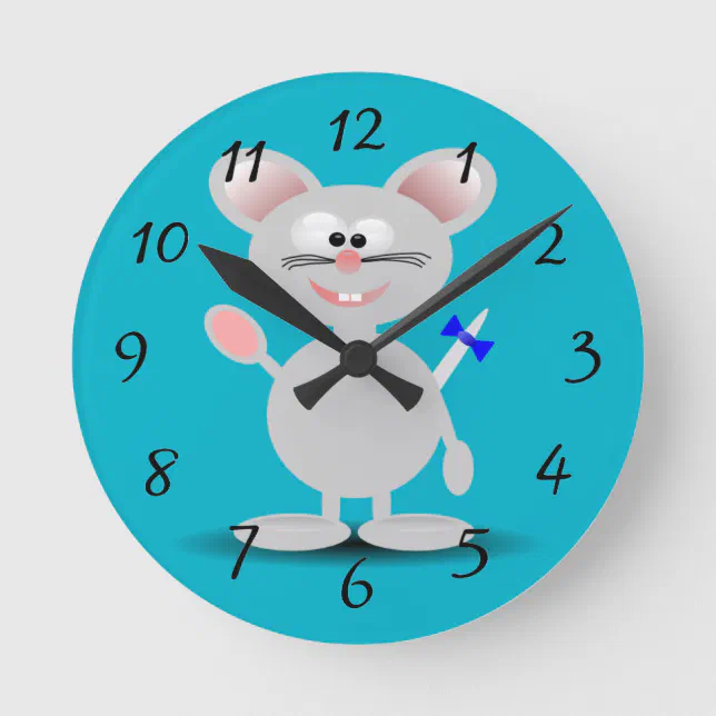 Cute animated mouse clock | Zazzle