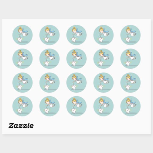 Cute Animated Tooth Fairy Classic Round Sticker | Zazzle